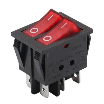 Rocker Switch Dual 6-Pin Shipboard 15A/250V 20A/125V (Red) - Tskemarket