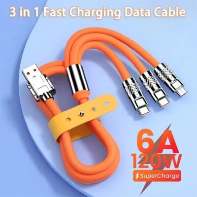 3 in1 Zinc Alloy Cable Super Fast Charging Cable 120W 6A - Tskemarket