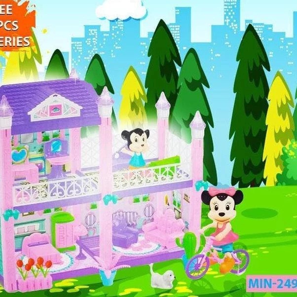 Mickey Minnie Dream House Playhouse with Light 96Pcs (0550) - Tskemarket